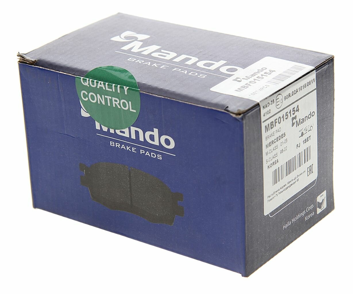 Колодки тормозные передние 4 шт для Мерседес арт MBF015154 MANDO