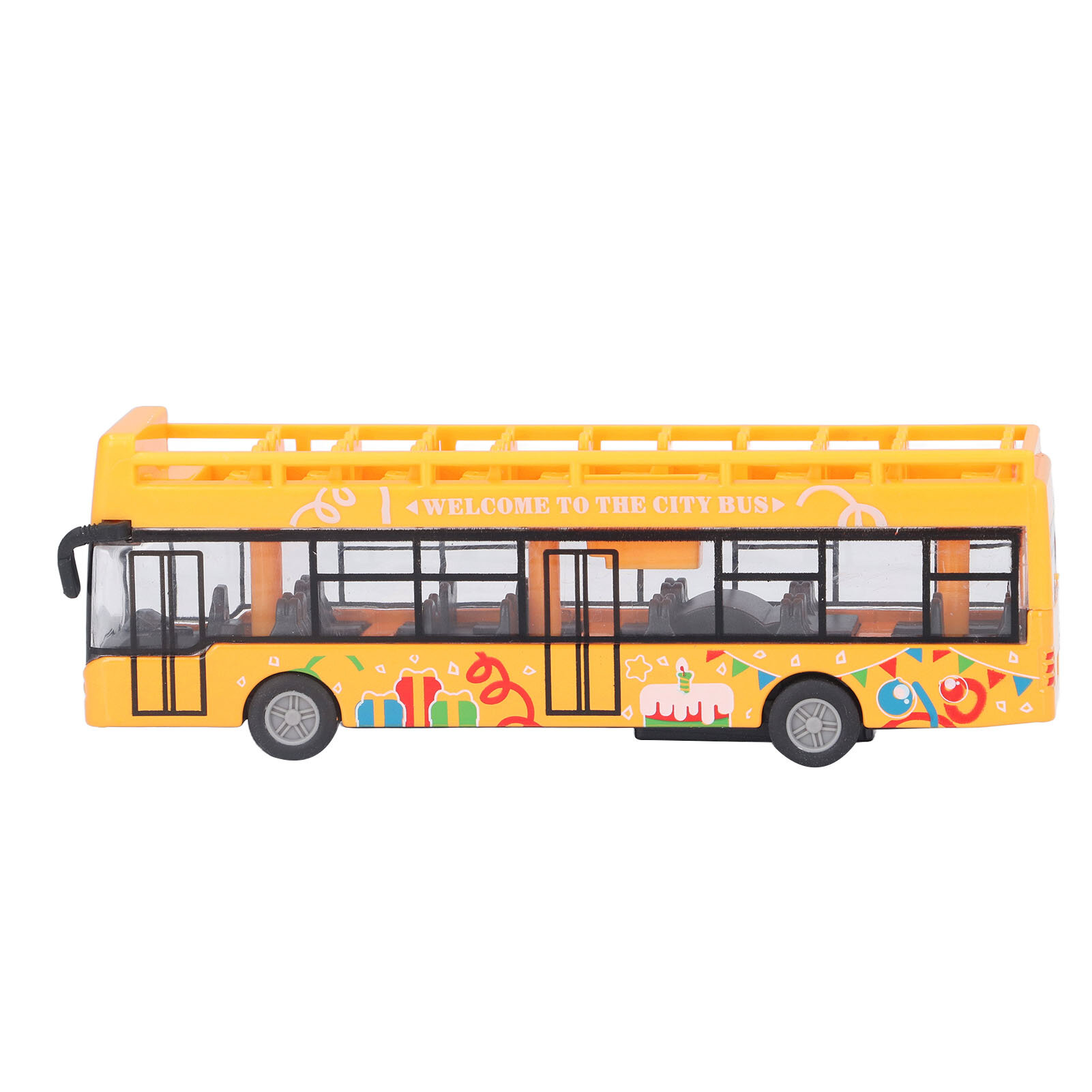 Детская модель автобуса-кабриолета из легкого сплава, игрушечный автомобиль с инерционным механизмом для детей с изысканным внешним видом, желтый