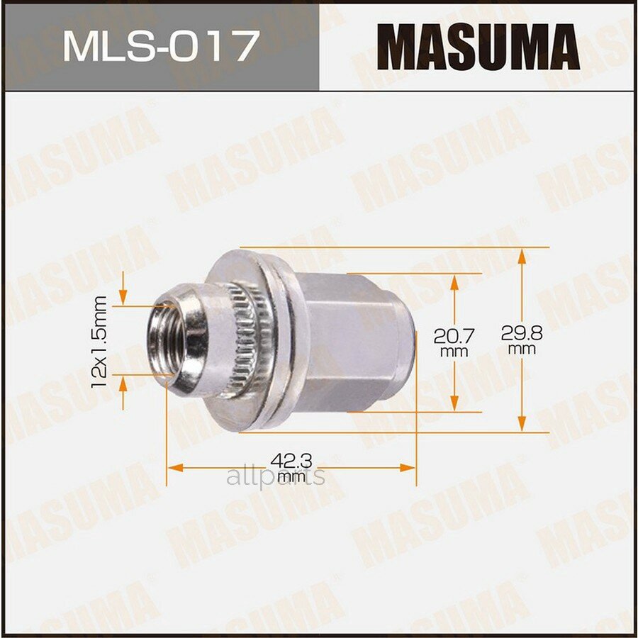MASUMA MLS-017 гайка крепл. колеса! M12x1.5\ Toyota Carina/Camry all 92>