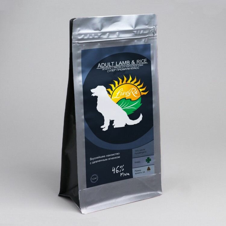 Сухой корм LiveRA Adult для взрослых собак, ягненок с рисом, 1.2 кг