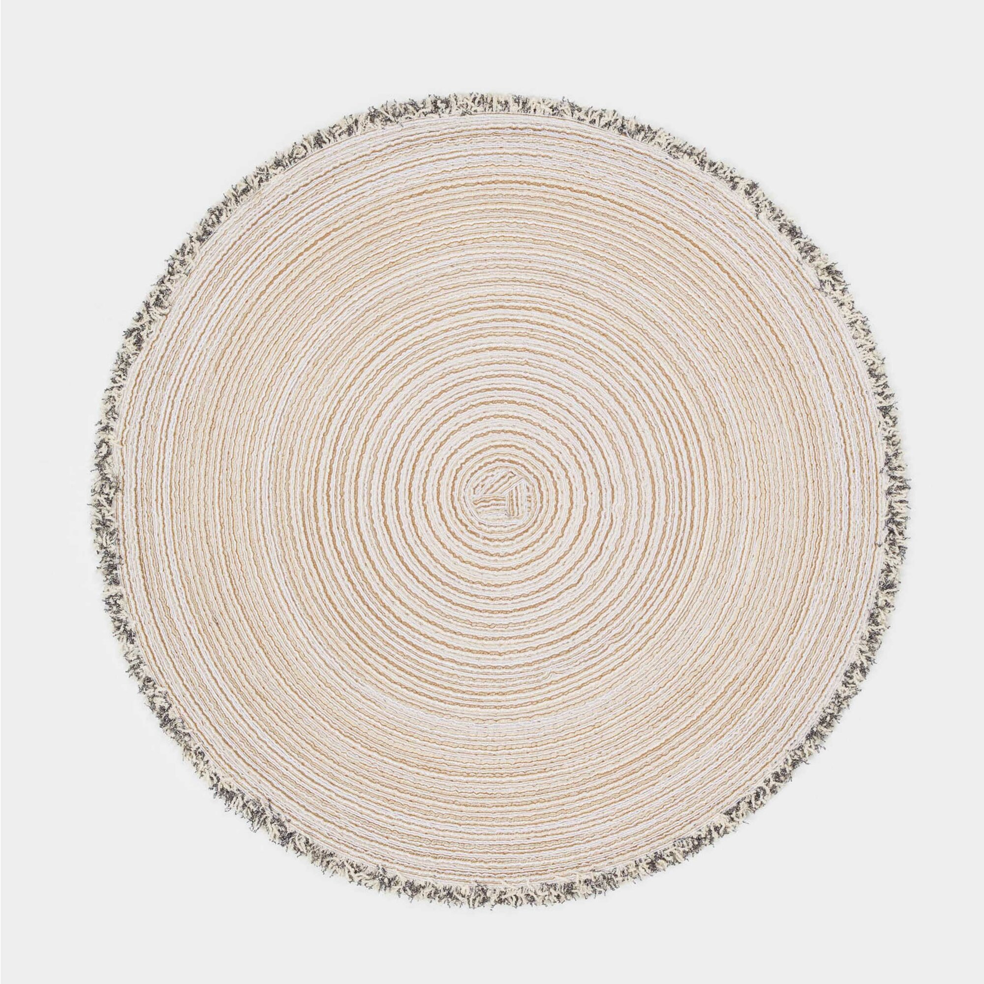 Салфетка под приборы, 38 см, с бахромой, полиэстер, круглая, бежевая, Rotary, Kuchenland