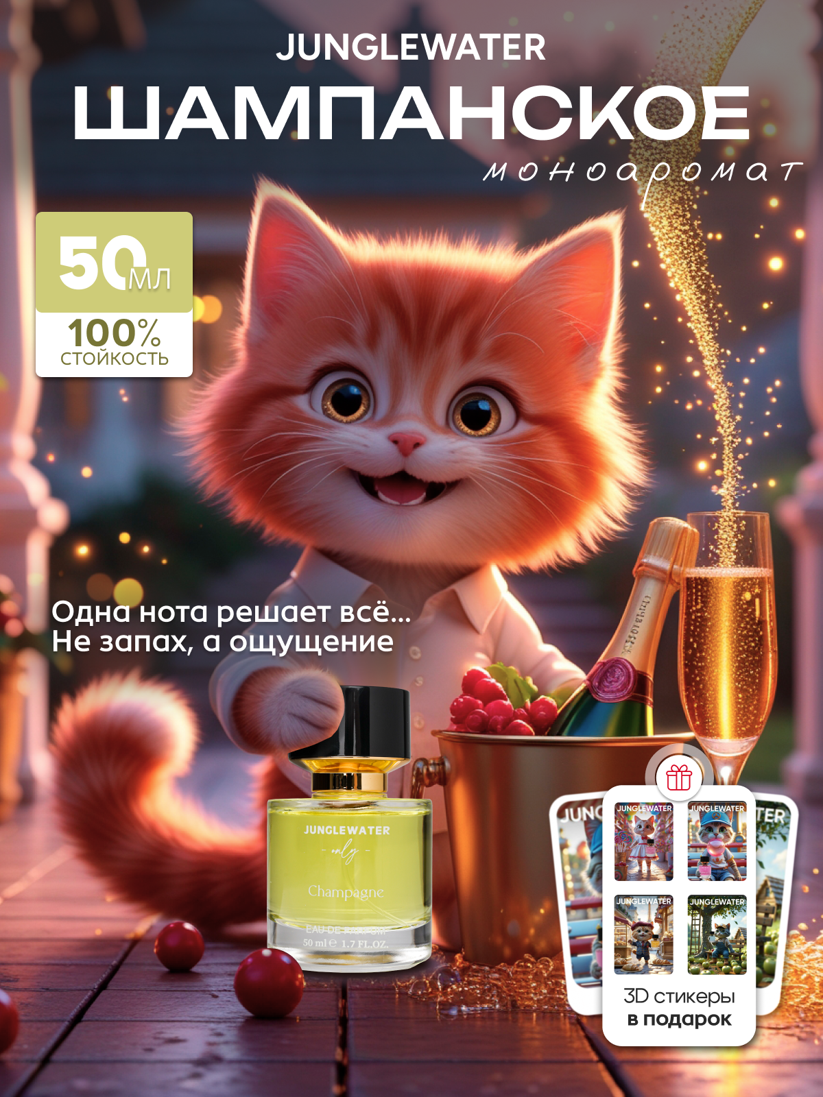 Духи Шампанское Champagne стойкие арабские свежий аромат 50 мл