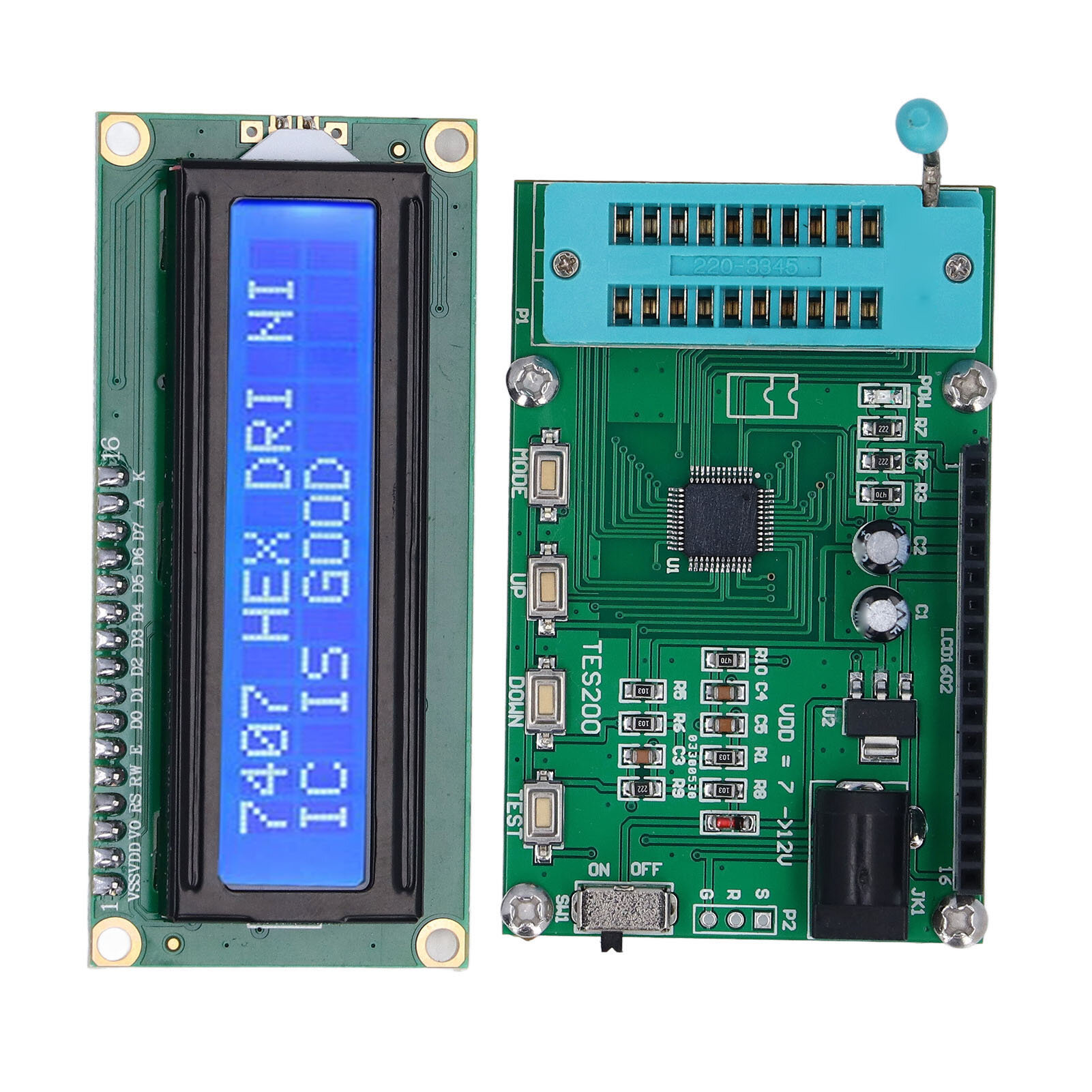 Измеритель интегральных схем TES200 7–12 В постоянного тока со светодиодным дисплеем, быстродействующий тестер ИС для серии 74–40.