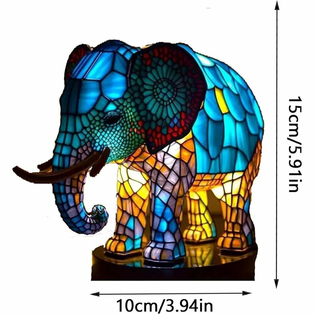 Настольная лампа в виде животного, окрашенная смоляная лампа в виде слона, настольный ночник