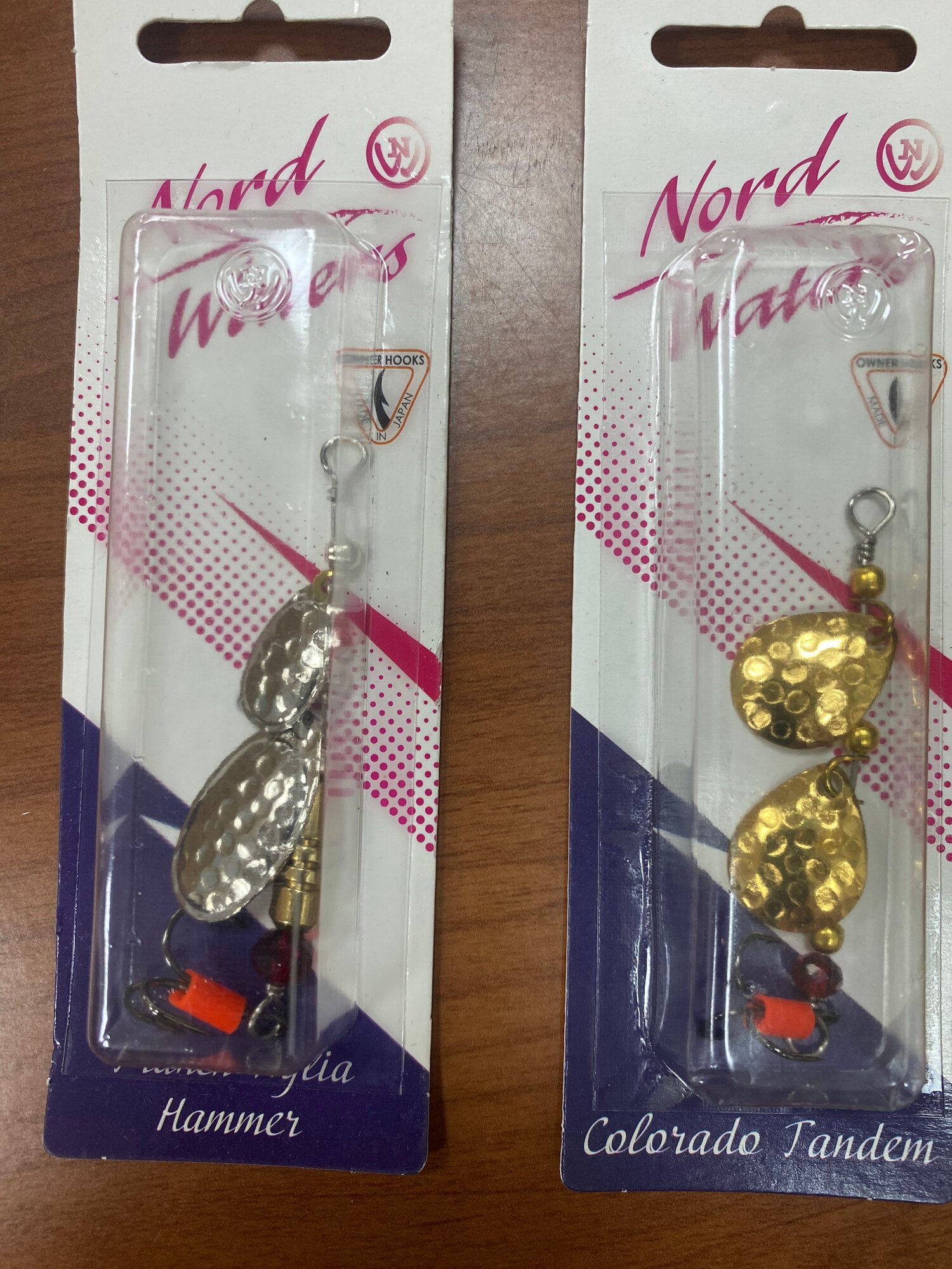 Блесны вращающиеся NORD WATERS, тандем(два лепестка), Colorrado/Franch, набор 2 шт: №2GL-3,6гр./№2SI-7.5гр