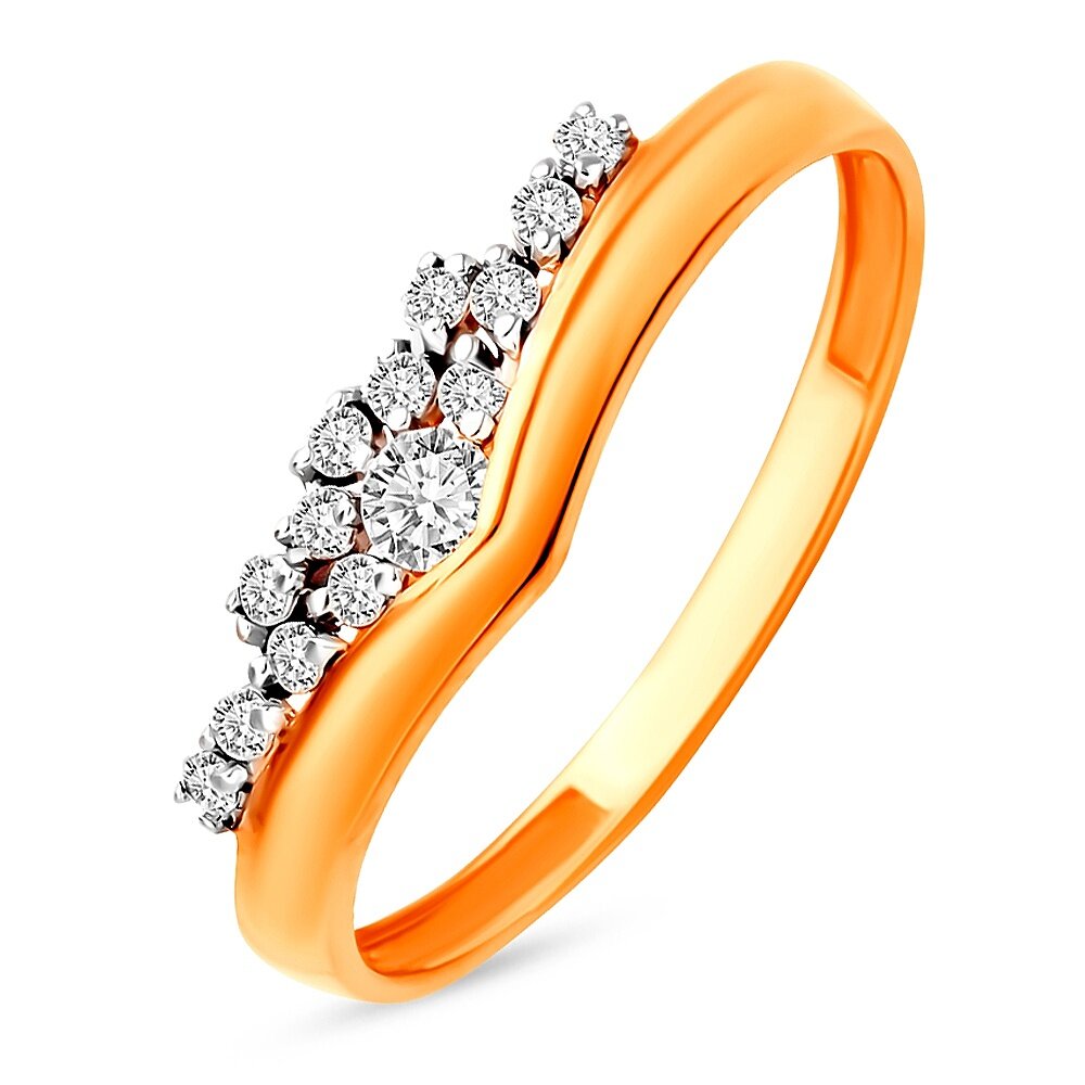 Кольцо, красное золото, 375 проба, родирование, фианит