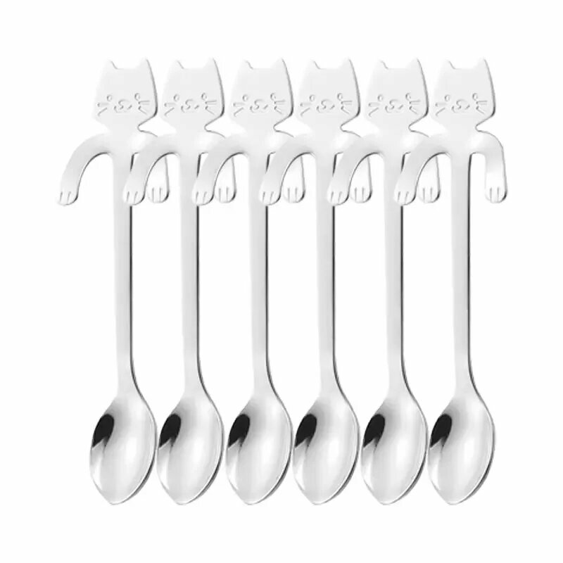 Кошачьи ложки из нержавеющей стали серебристый, 4PCS