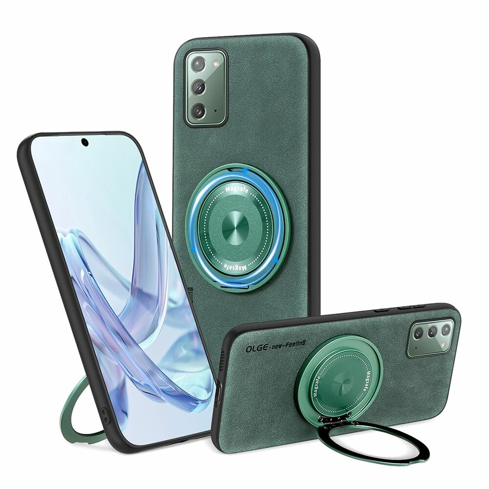 Чехол на Самсунг Галакси Ноут 20 с поддержкой MagSafe/ магсейф для Samsung Galaxy Note 20 для использования магнитных аксессуаров, противоударный, вращающееся на 360металлическое кольцо