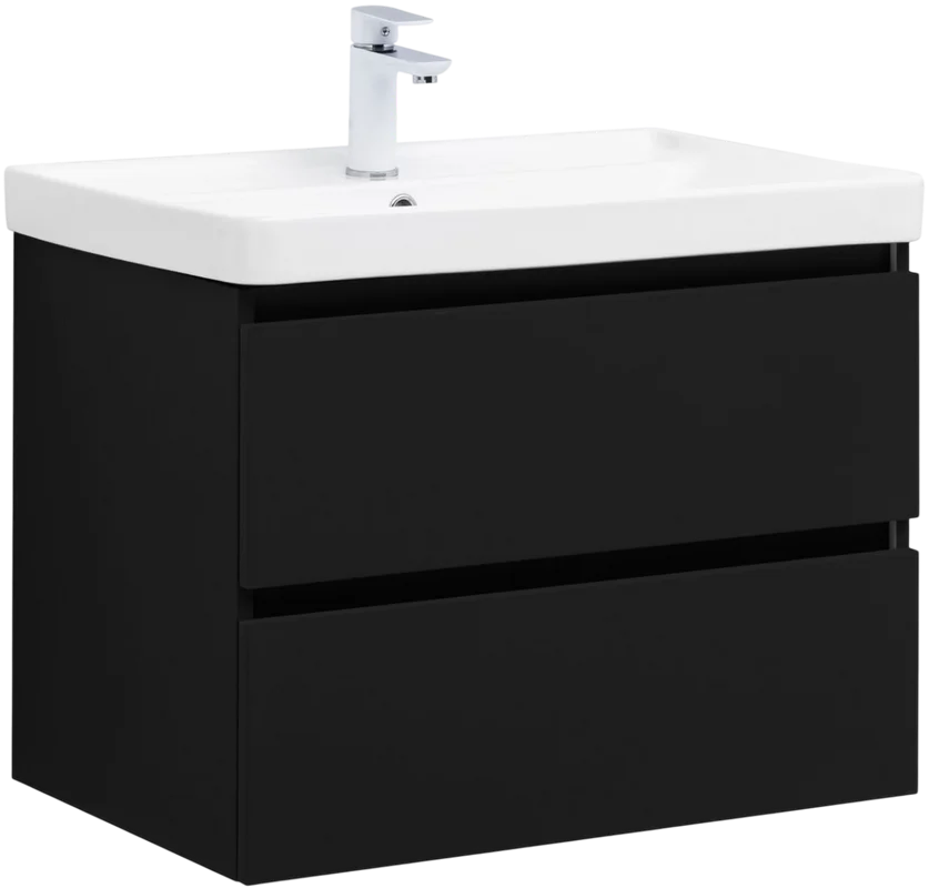 Тумба с раковиной Aquanet Вега 2.0 70, подвесная, черная матовая