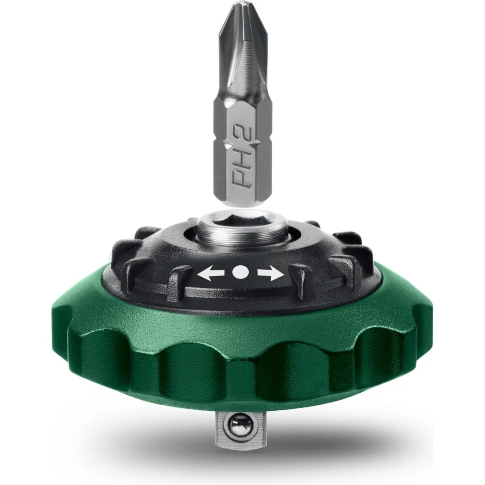 Суперкомпактная реверсивная трещотка для бит и головок KRAFTOOL Space Ratchet, бит и головок