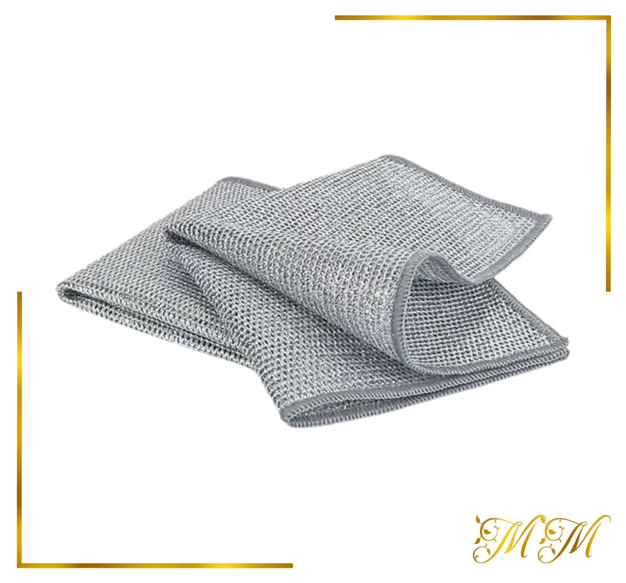 Салфетка двухслойная узелковая сетка для мытья посуды с металлическим волокном