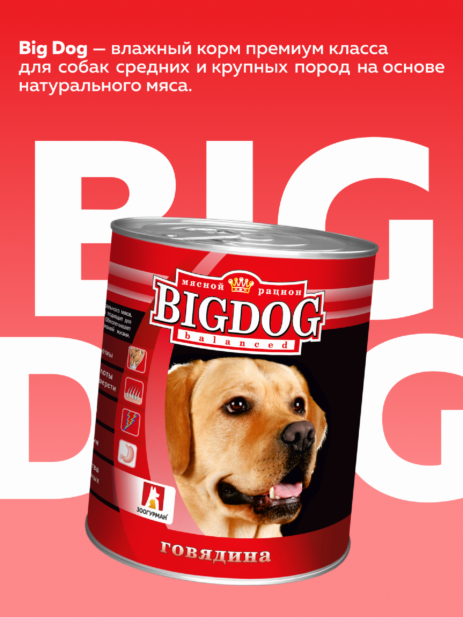 Консервы для собак "BIG DOG" говядина