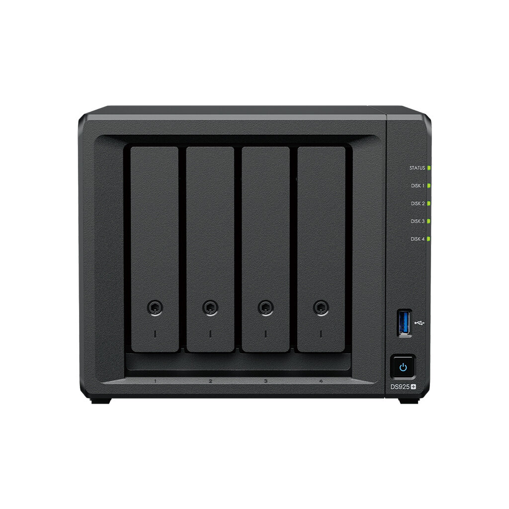 Сетевое хранилище Synology DiskStation DS925+ AMD Ryzen V1500B/4Gb/4 pcs (3.5" or 2.5" SATA or SSD)/2xM.2 2280 NVMe SSD