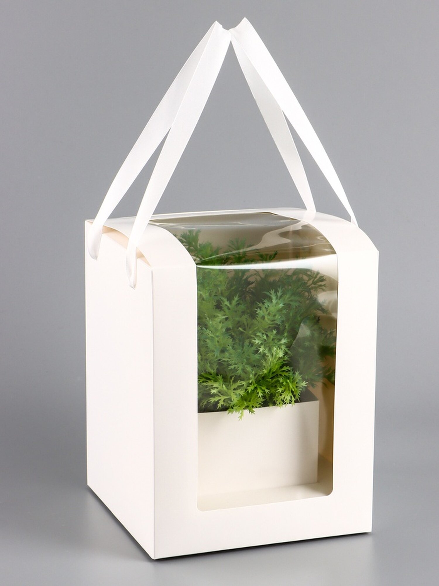 Подарочная коробка Upak Land, для цветов, складная, ПВХ, картон, 16x16x20 см