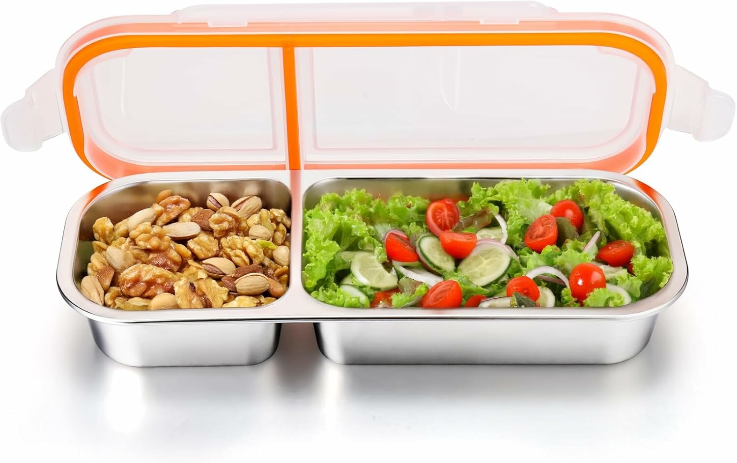 Палкский контейнер с закуски из нержавеющей стали, контейнеры для закусок многоразового использования с крышками, 3 отделения для хранения продуктов питания для школы, дома, путешествия