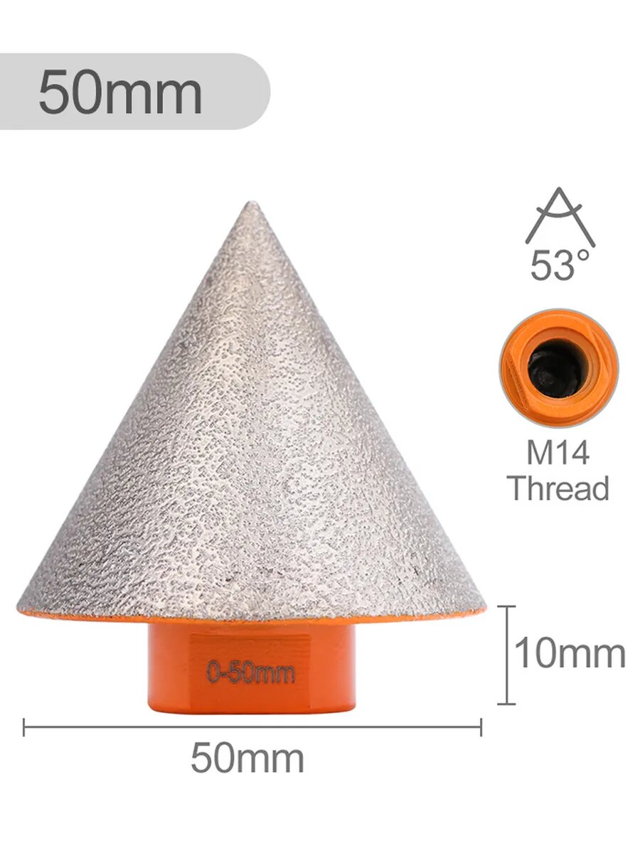 Фреза алмазная конусная по плитке 50 мм (M14),1шт