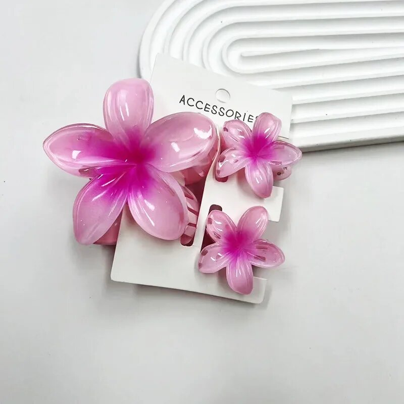 3 шт./компл, заколки для волос с гавайским градиентом, цветочные когти для волос, женские маленькие размеры, модные головные уборы, шпилька, заколка в виде краба, аксессуары для волос, Gradual Pink, Женский YZ