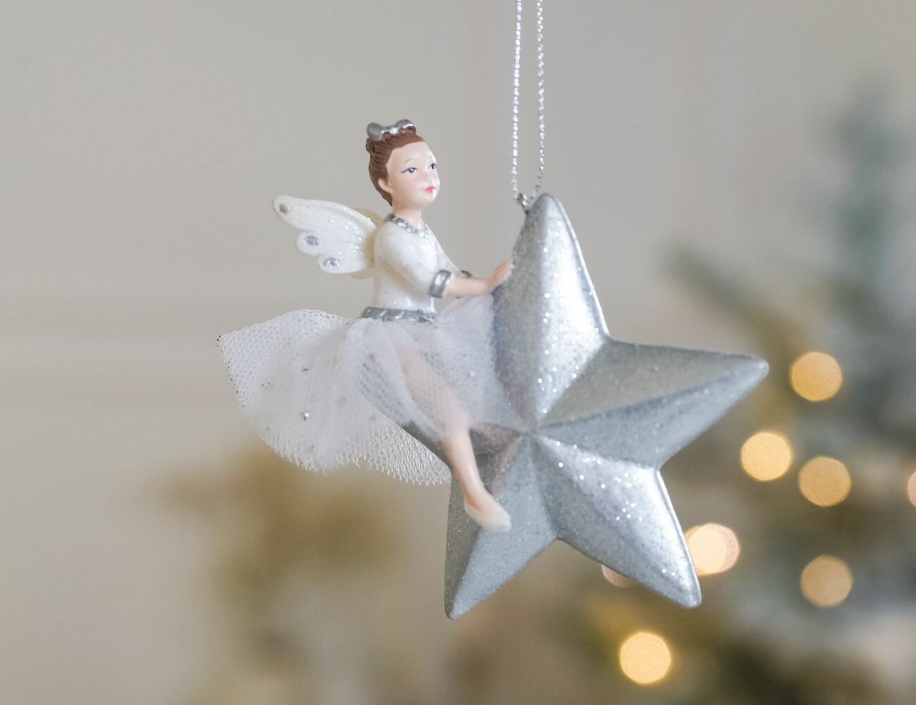 Ёлочная игрушка ФЕЯ сильви - верхом на звезде, полистоун, текстиль, 10 см, Kurts Adler E0657-2
