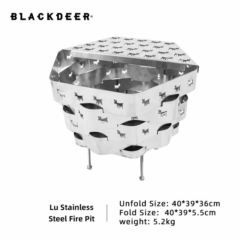 BLACKDEER Складной Костровой Комплект Из Нержавеющей Стали - Многофункциональный , Обогрев И Гриль С Ветрозащитой (дровяная Печь + Оборудование Для Кемпинга)