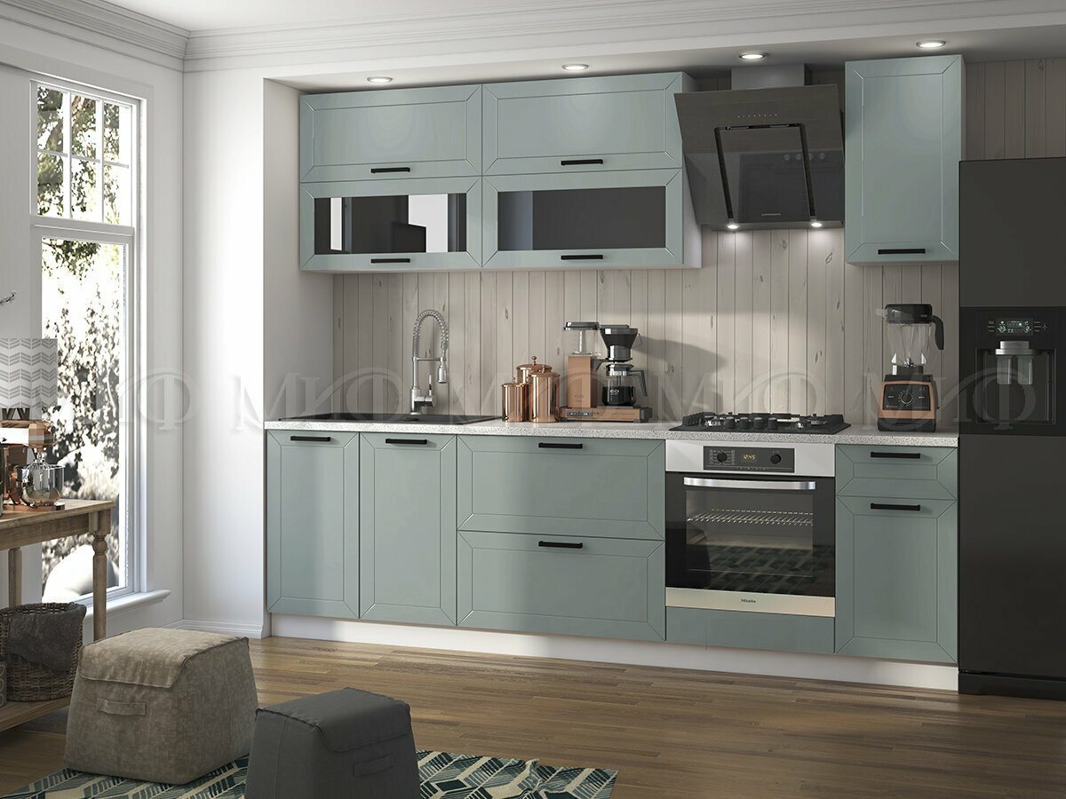 Кухня Миф Монако 2,6м (490) цвет Шарли Бриз, столешница Антарес
