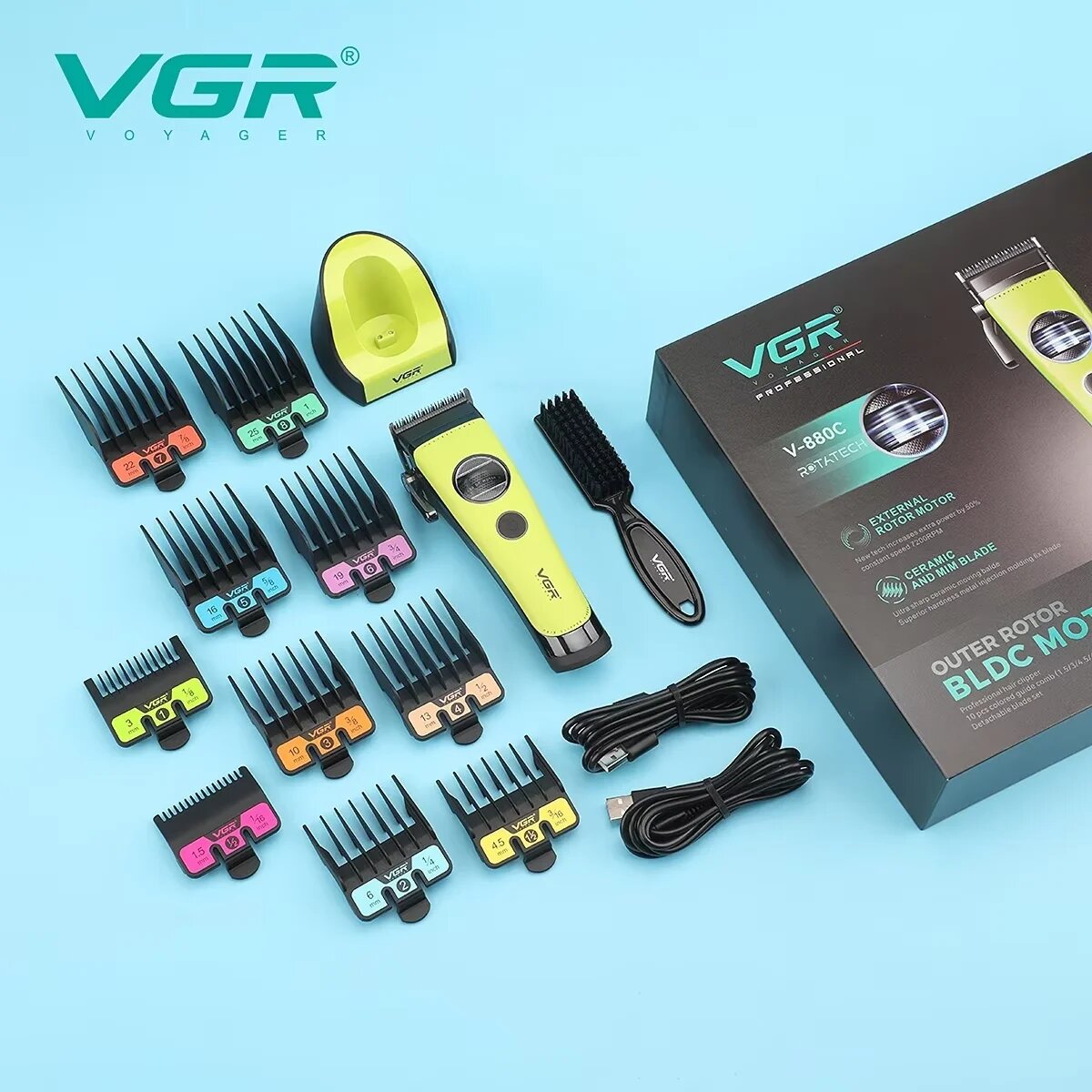 VGR V-880C триммер для волос, зеленый