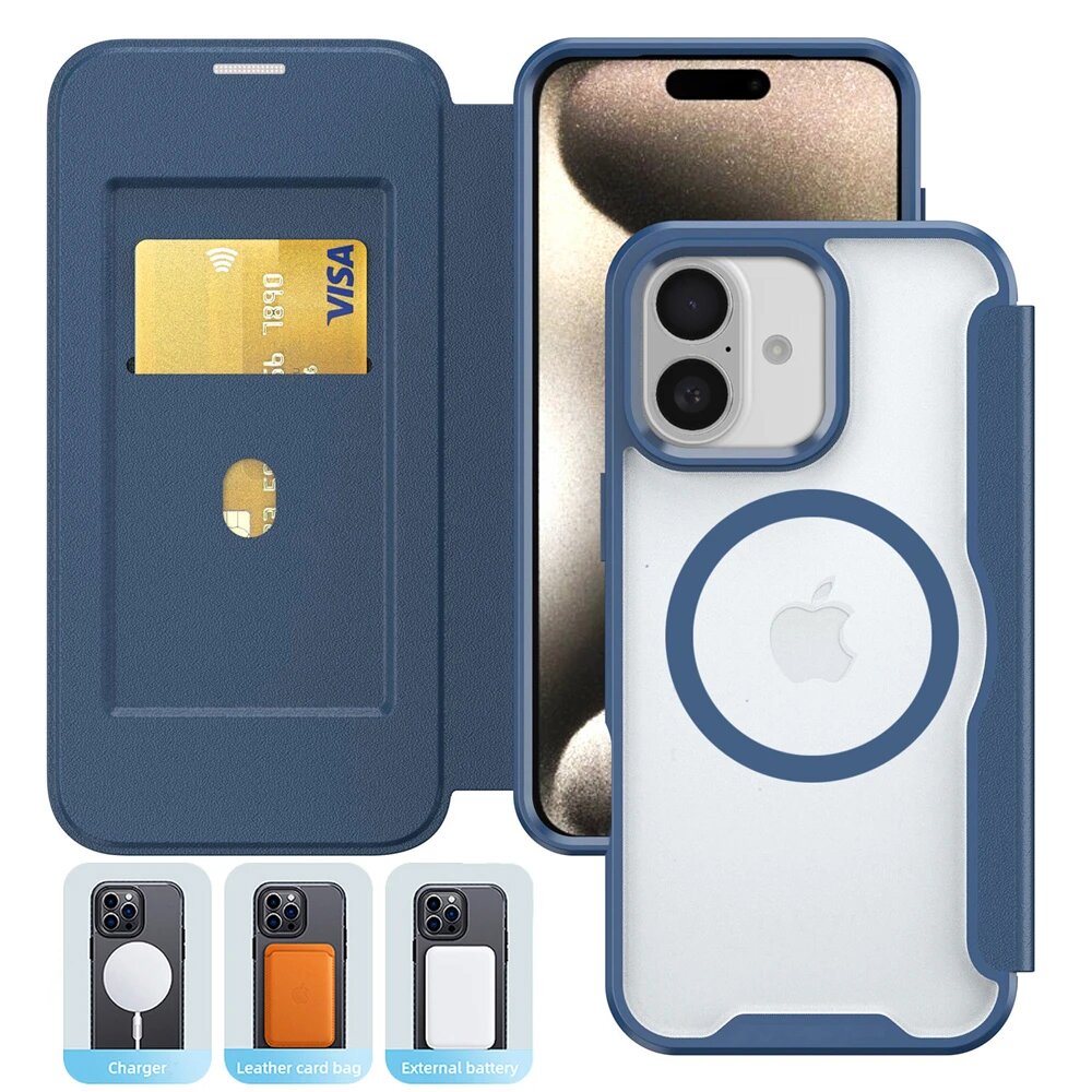 Чехол-книжка Blue для iPhone 15 Pro Max с MagSafe