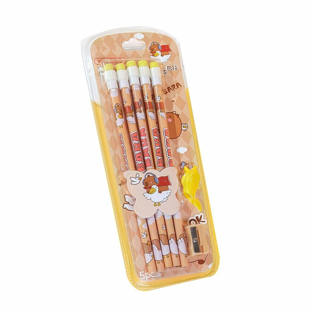 Карандаш, Карандаши с капибарой (5 больших с резиновыми головками) - случайные стили, 1 коробка 5 штук