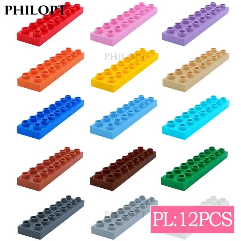12 шт. пластиковые блоки PHILOPT 2x8, цвет: Random color