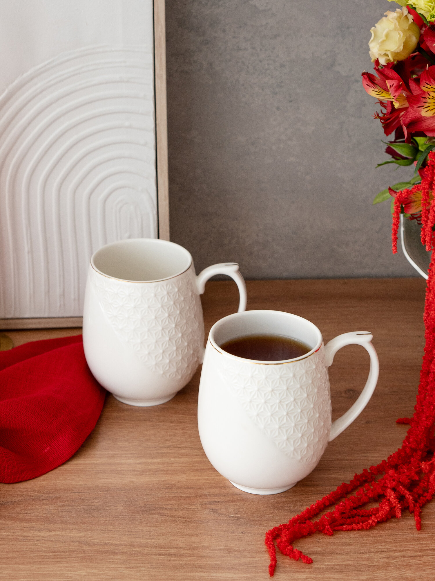 Набор кружек 2шт 330мл (круг) "Снежная королева" керамика, парные белые кружки для чая, кофе