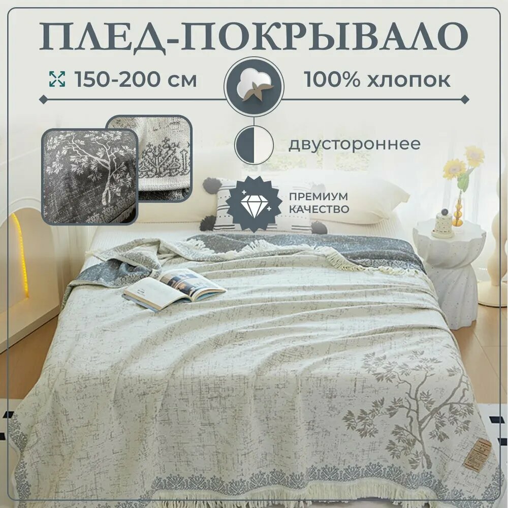 HOMELY SHOP Плед LUDO67 , Хлопок, 200 см х 150 см