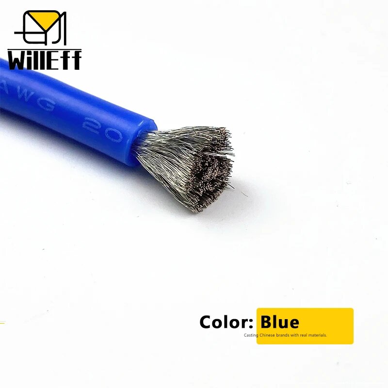 Силиконовый кабель провод луженный 8AWG-20AWG красный синий 8 AWG - 6mm, Blue, 1m