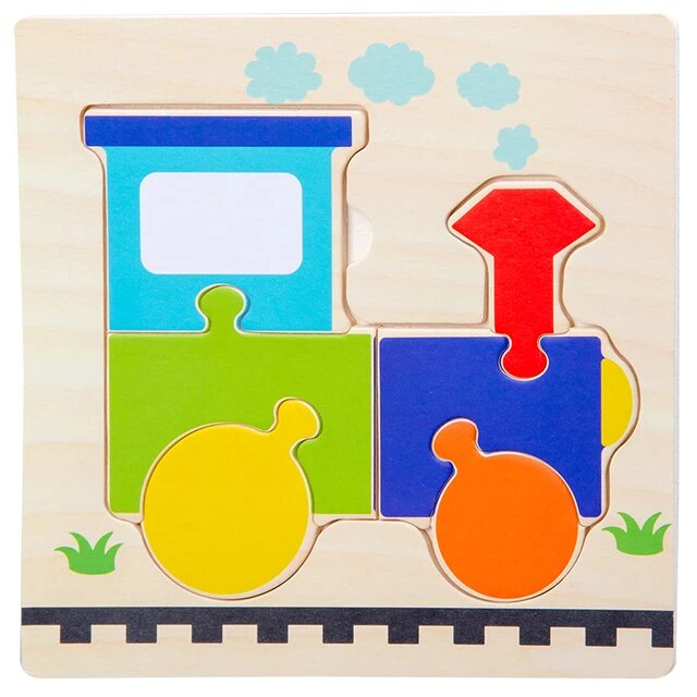 Деревянный 3D пазл YunDuo BaBy для детей 3-6 лет Train B