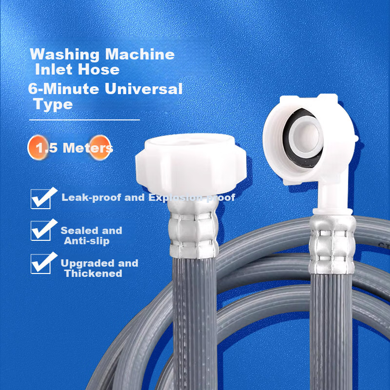 PURPAVWINNER Washing Machine Inlet Hose 6-Thread Connector for Siemens Bosch Samsung European Style Fully Automatic Drum Washing Machine Universal Dishwasher Water Inlet Hose 1.5m
