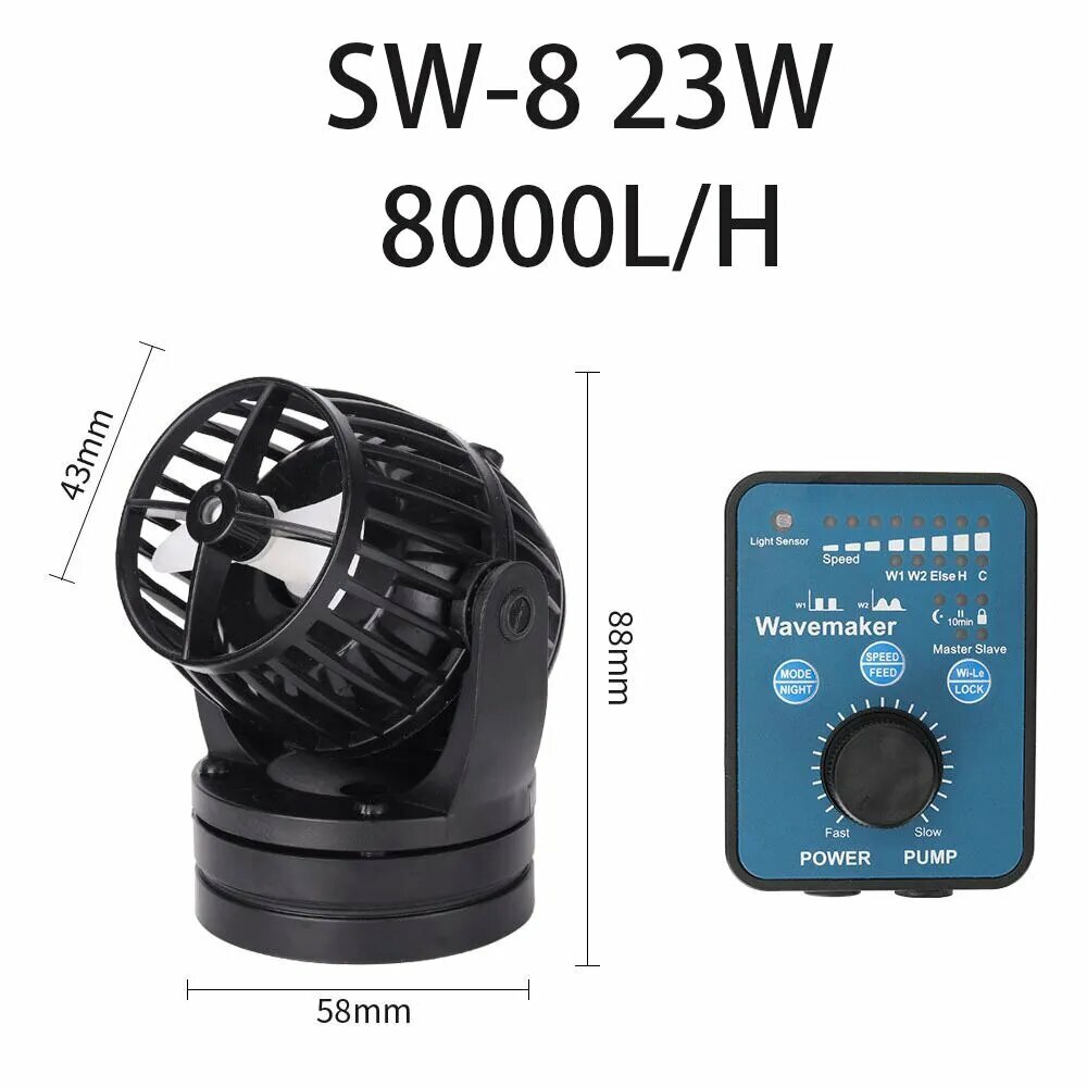 KNOW EASY-Аквариумный волновой насос JEBAO, SW-8 23 Вт 8000 л / ч с регулятором скорости, подходит для стекла 15 мм