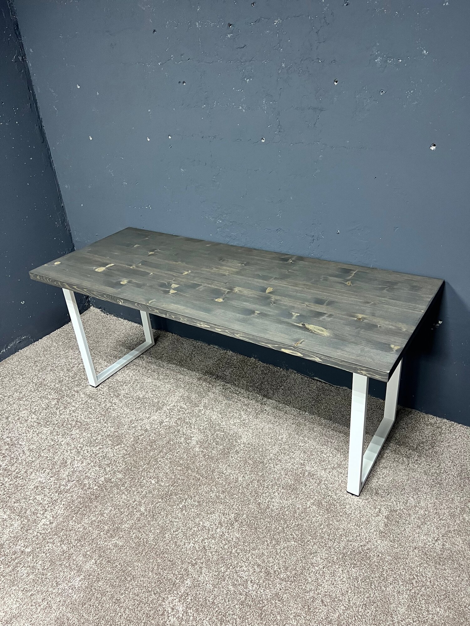 Компьютерный стол, 70х180х75, в стиле лофт, столешница массив, натуральное дерево, ножки металл