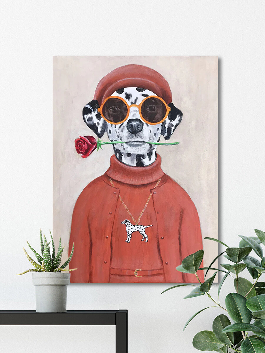 Картины с животными на стену - "Далматин романтик", прикольная картина с собакой, 60х80 см.