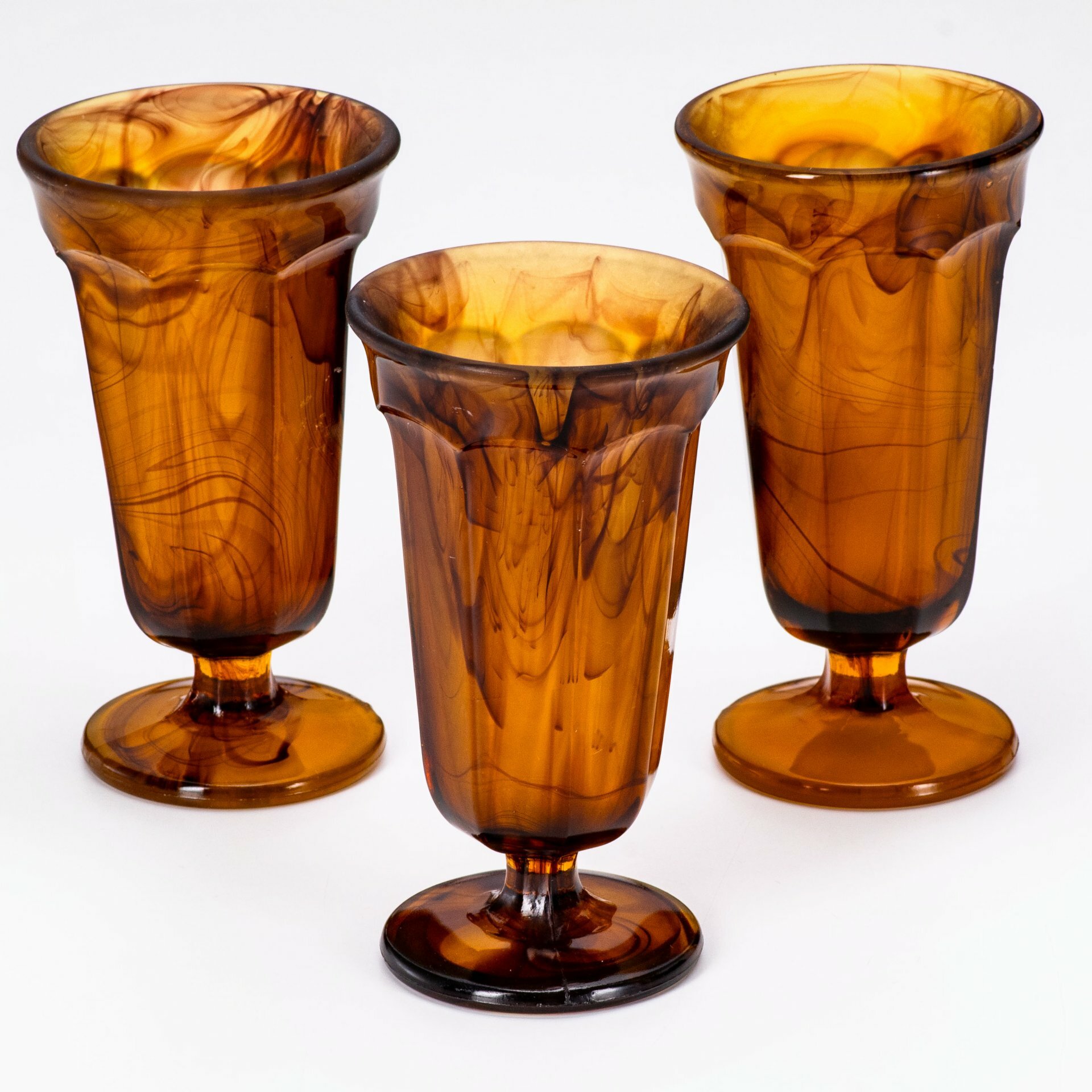 Набор из 3 бокалов "Amber Cloud", компания "George Davidson & Co", стекло, матовое, пресс