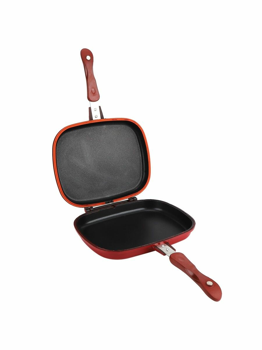 28 см красная двусторонняя сковорода с антипригарным покрытием для гриля-барбекю, кухонные принадлежности, квадратная сковорода-гриль для использования в помещении и на открытом воздухе