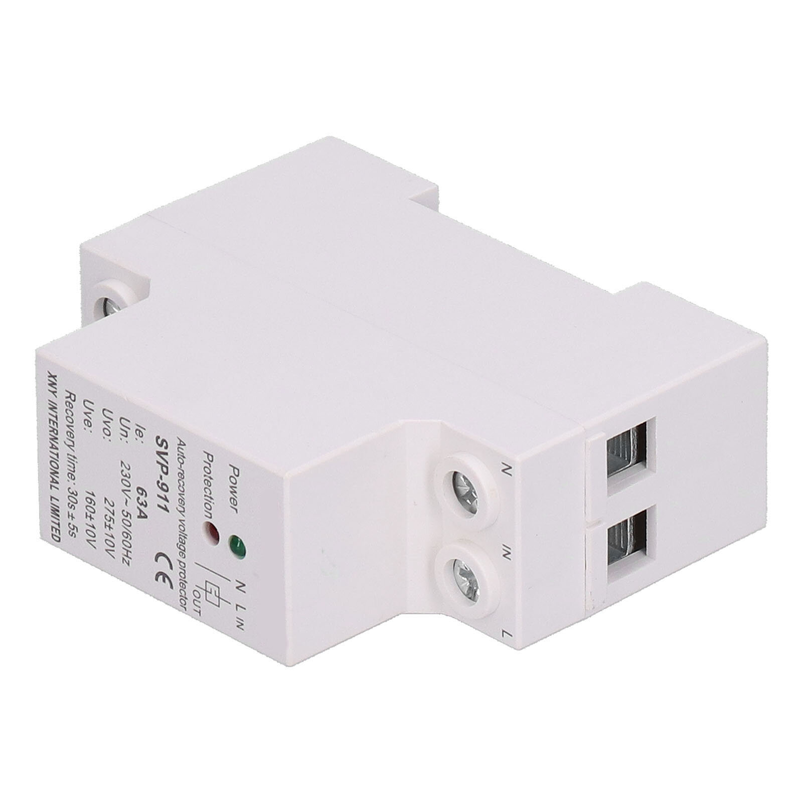 Реле защиты от перенапряжения SVP911, полностью автоматическое, однофазное, защита от перенапряжения и пониженного напряжения, 63 А, 220 В.