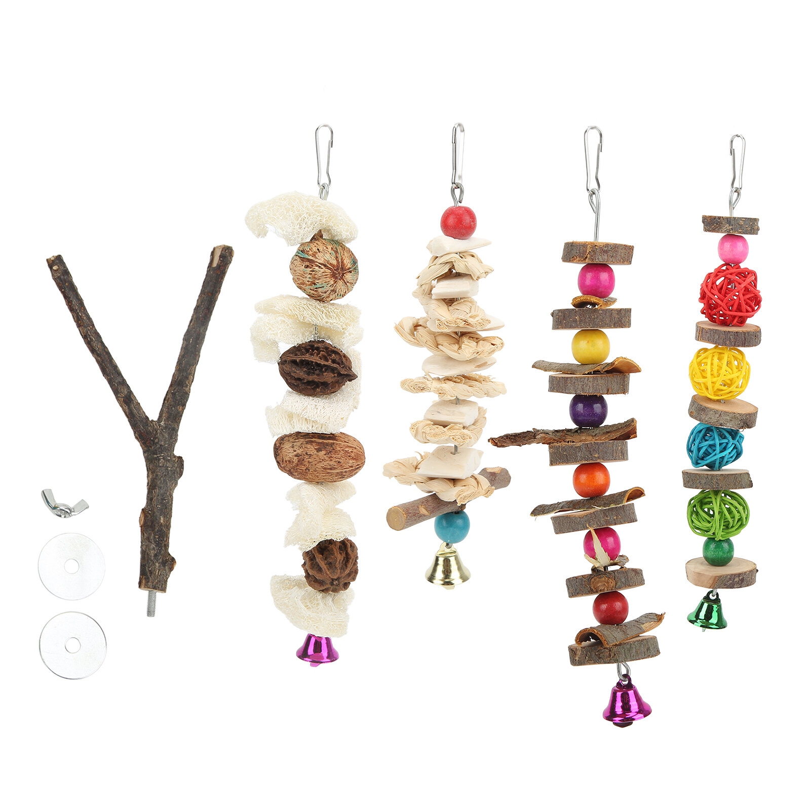 Игрушки для попугаев, разноцветные, натуральные, подвесная клетка для птиц, игрушка для попугаев, конур, попугаев, корелл, неразлучников, африканских серых попугаев