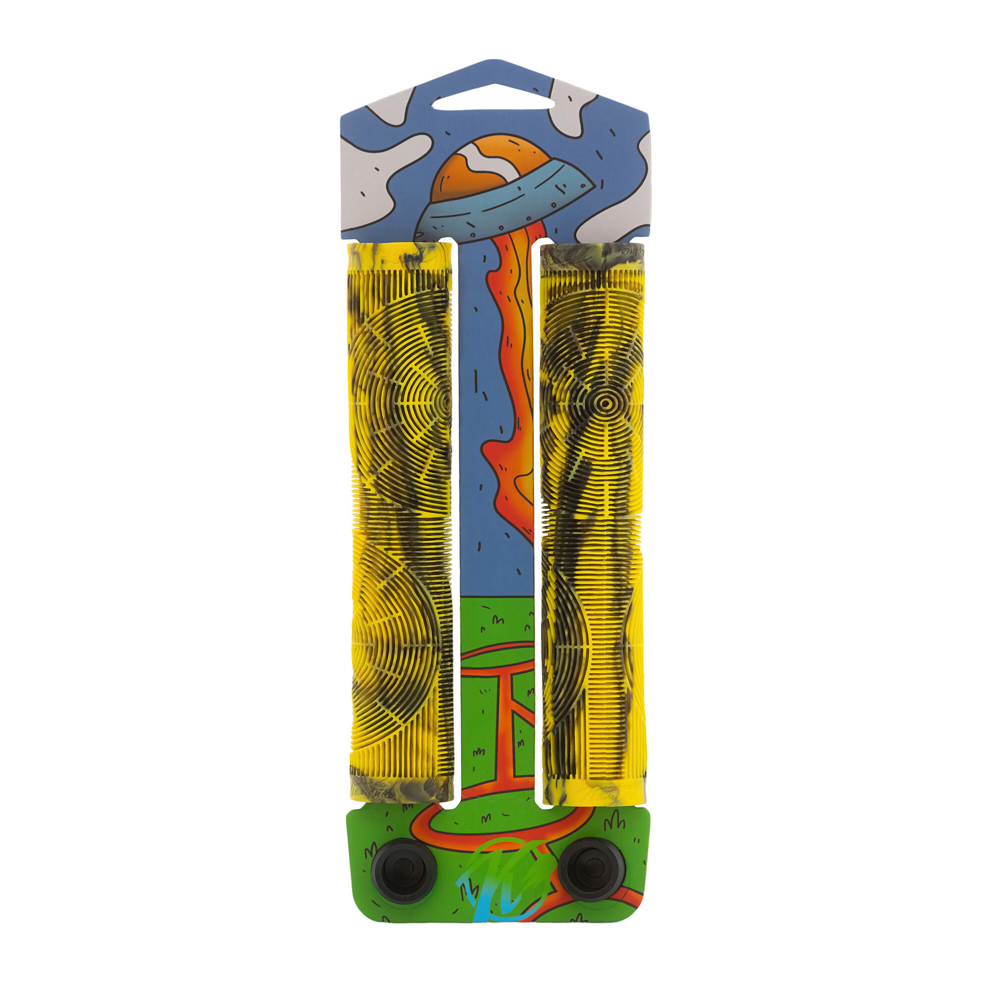 Грипсы для трюкового самоката Комета Grips "Омега", с барендами - Черно-желтые