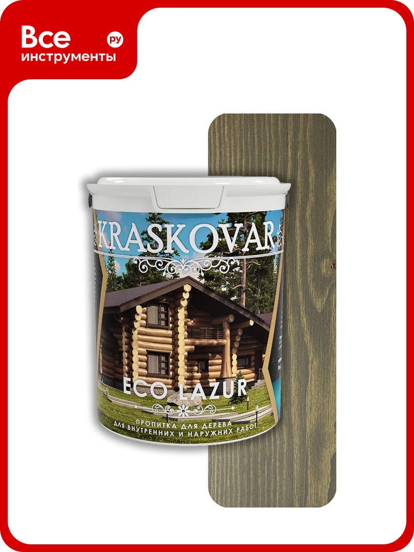 Пропитка для дерева Kraskovar Eco Lazur орех 2л 1203, деревянная