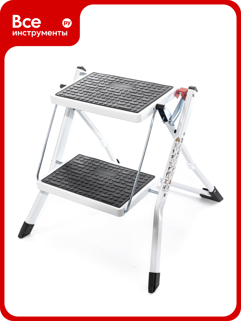 Стремянка MZalger INI, 2 широкие ступени, сталь, арт. A349