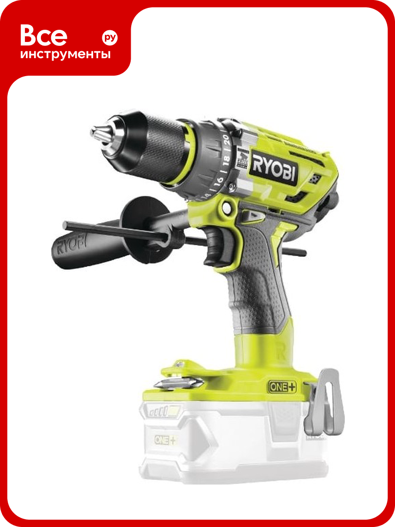 Бесщеточная ударная дрель-шуруповерт Ryobi ONE+ R18PD7-0, Быстрозажимной патрон обеспечивает простую смену оснастки