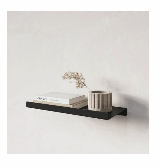 Полка настенная 22x12 см со скрытым креплением металл цвет черный