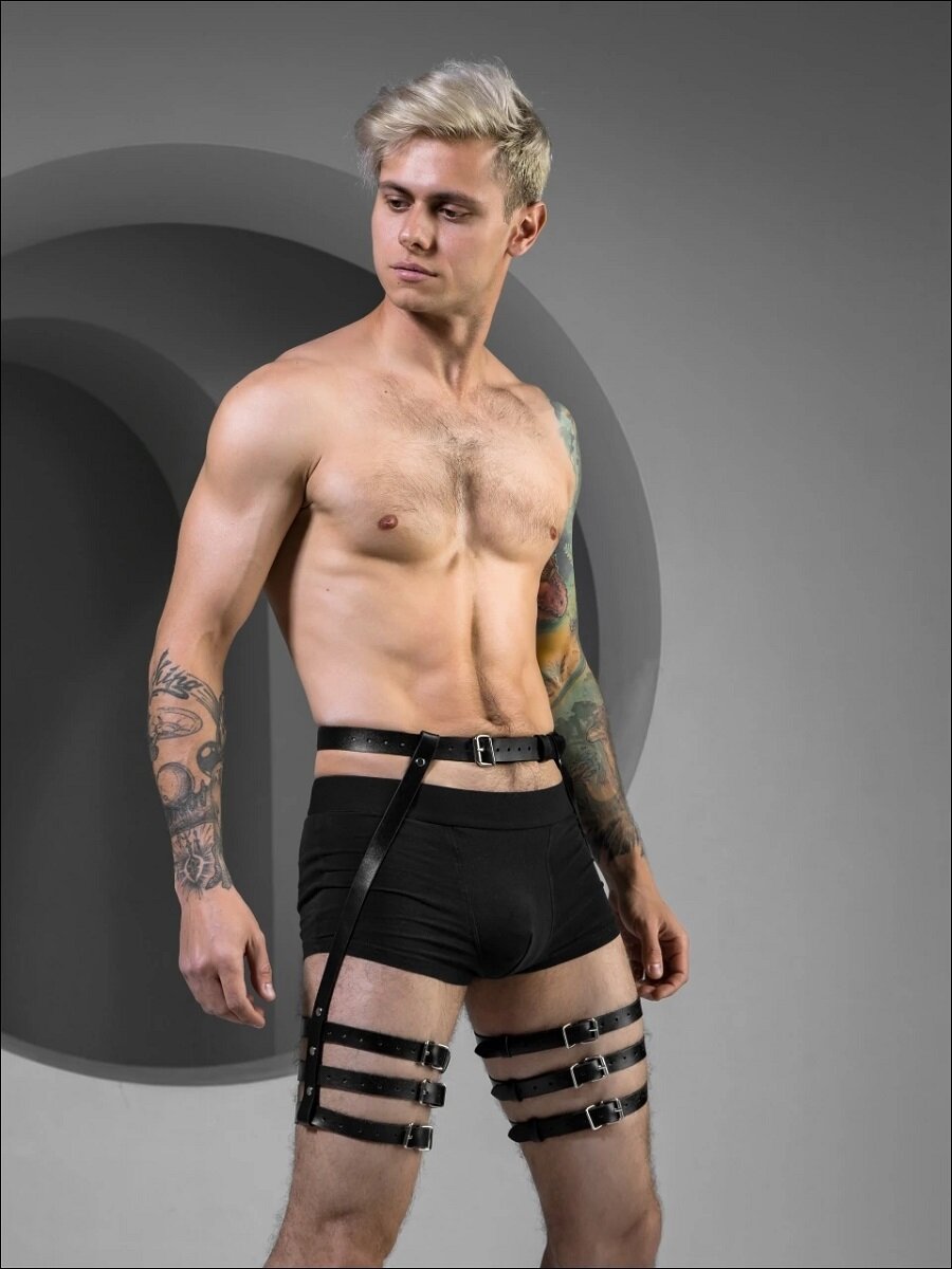 Мужские гартеры на тело ПодКожей "Eros", черного цвета, размер L/XL