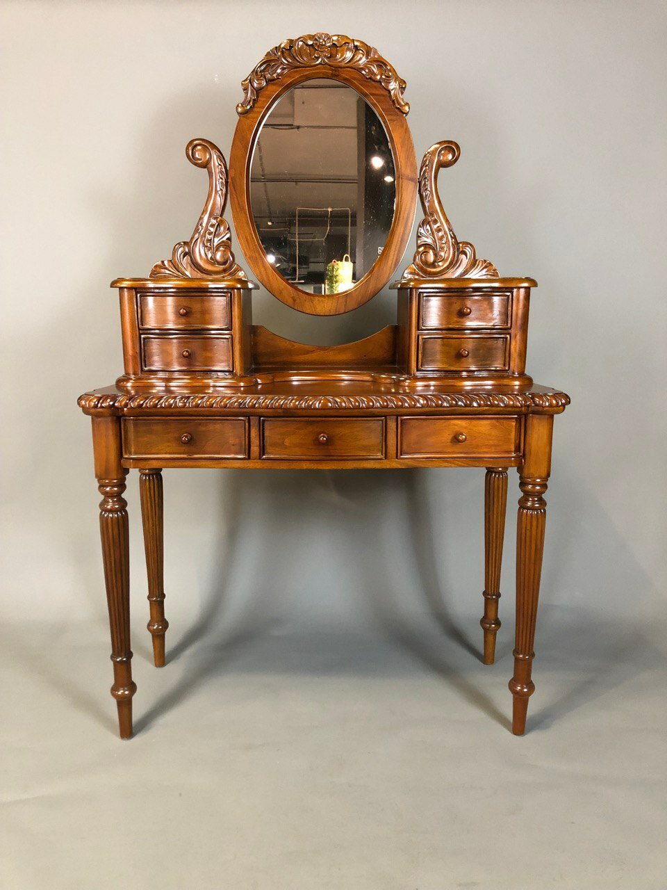 Туалетный стол с зеркалом DOMKORLEONE красное дерево (mahogany wood), цвет орех LBW (коричневый)