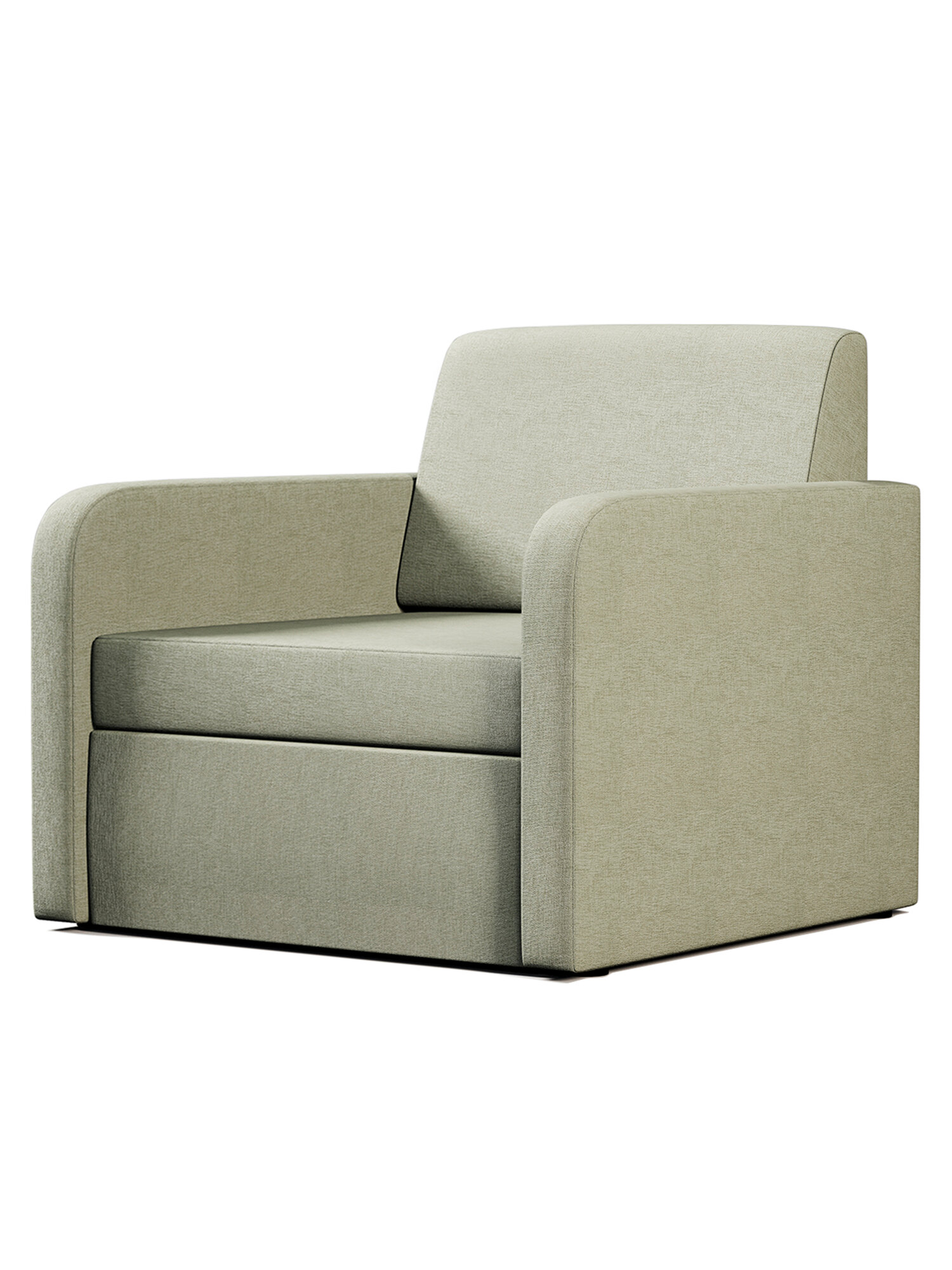 Кресло-кровать Шарм-Дизайн "Бит Куба" 60х195 см, с подлокотниками, механизм раскладной на пол, рогожка, светло-зеленый