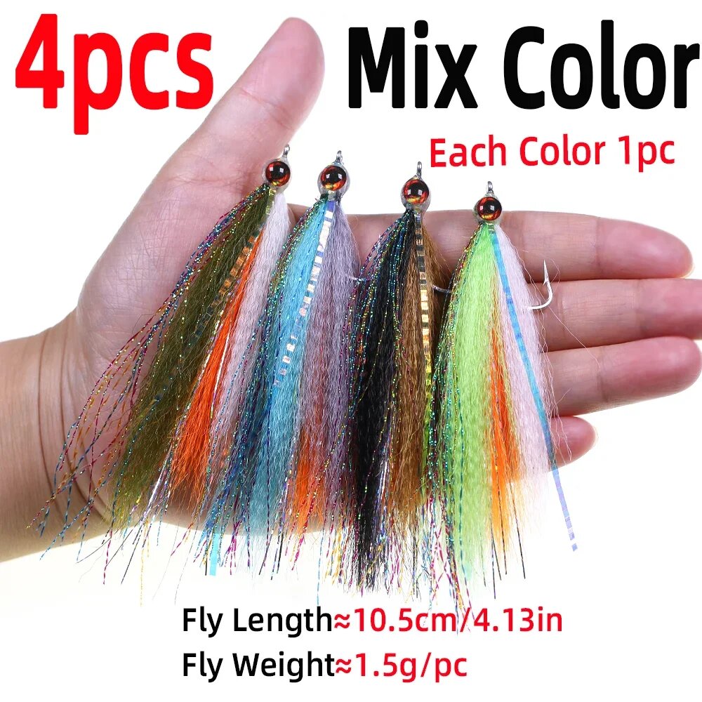 Wifreo Мушки для рыбалки Clouser Minnow 2 шт./4 шт. 4pcs Mix Color