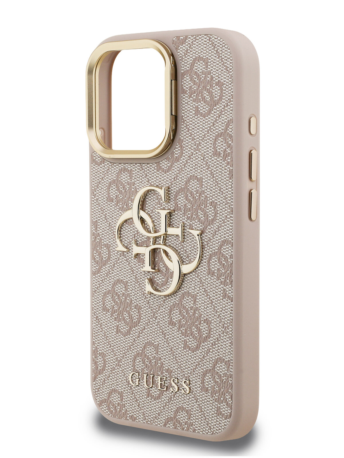 Чехол Guess для iPhone 16 Pro из экокожи PU leather, с функцией подставки, розовый